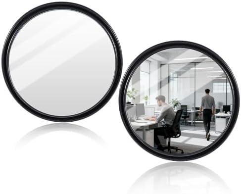 2 Pcs Office Desk Cubicle Mirror, 2.2" Wide Angle Convex Rear View ...