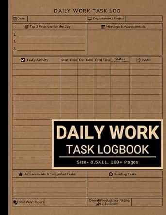Amazon.com: Daily Work Task Log Book: Simple Activity Record Book for ...