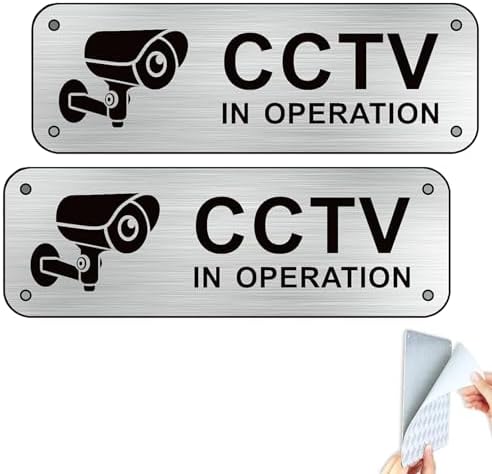 CCTV in Operation Sign Outdoor Small Size 2x6'' Brushed Aluminum CCTV ...