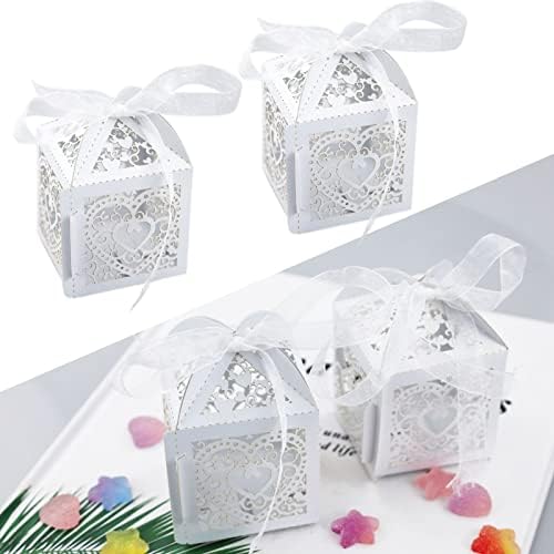 SZCXDKJ 50 Pcs Wedding Favour Boxes, Carved Hollow Small Gift Box for ...
