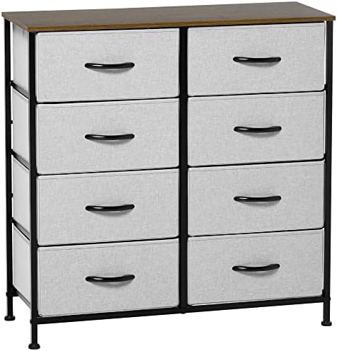 SONGMICS Chest of Drawers, Storage Unit with 8 Easy Pull Fabric Drawers ...