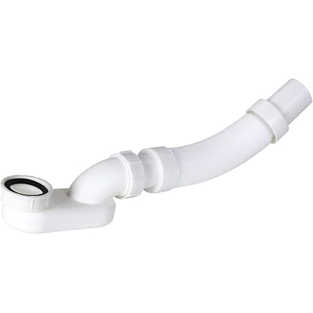 Flexible Freestanding Tub Drain Kit - Low Profile Flat P Trap for ...