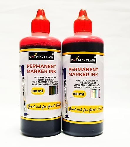 WINS CLASS Permanent Marker Ink 100ml Red (Pack of 2) : Amazon.in ...