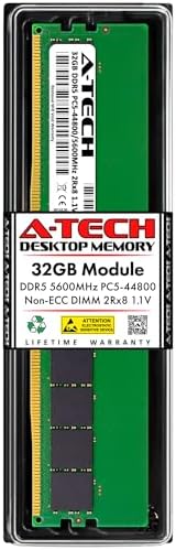 A-Tech 32GB DDR5 5600MHz PC5-44800 CL46 UDIMM 2Rx8 Dual Rank 1.1V Non ...