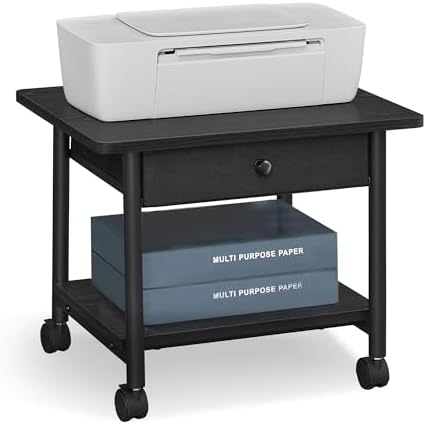 Amazon.com: VASAGLE Printer Stand, Under Desk Printer Stand with Wheels ...
