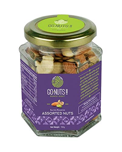 Go Nuts Salted Roasted Assorted Nuts – 150g | Hexagon Glass Jar ...