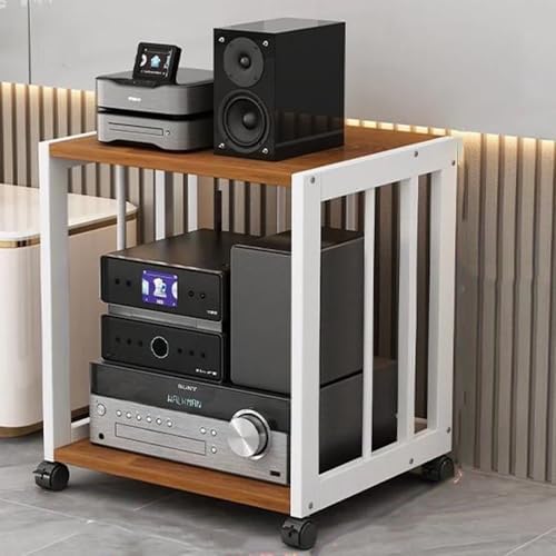 Amazon.com: 2 Tier Audio Stand Rack - Stylish Black & Teak Media ...