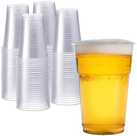 CaterCo Clear Strong Full Pint Cups 50 Pack (20oz / 568ml) Disposable ...