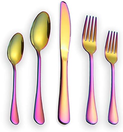 Berglander Cutlery Set 30 Piece, Stainless Steel with Titanium Colorful ...
