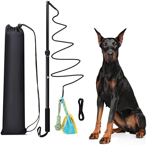 Flirt Pole Rope Dog Toy with Rope Ball and Chasing Tail Chewing Braided ...