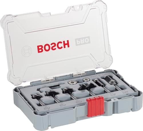 Bosch Professional 6 Pcs Router Bit Set With Trim & Edging Bits, 1/4"Mm ...