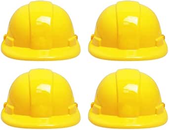 Toyvian 4 Pcs Yellow Construction Hat Kids Role Play Construction ...