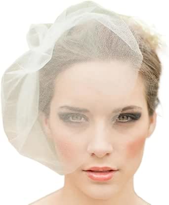 Amazon.com: HUFFA Ivory Color Simple Wedding Birdcage Wedding Veil ...