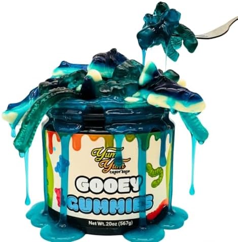 Amazon | Yum Yum Candy Shop Sour Gooey Gummies, Blue Raspberry, 10 oz ...