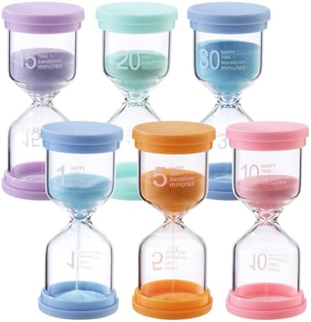 Set of 6 Colourful Hourglass for Children, Colourful Hourglass Set 1//5 ...