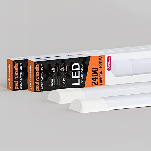 paul russells 2ft LED Batten Light, Ceiling Fitting Tube Light, 4000K ...
