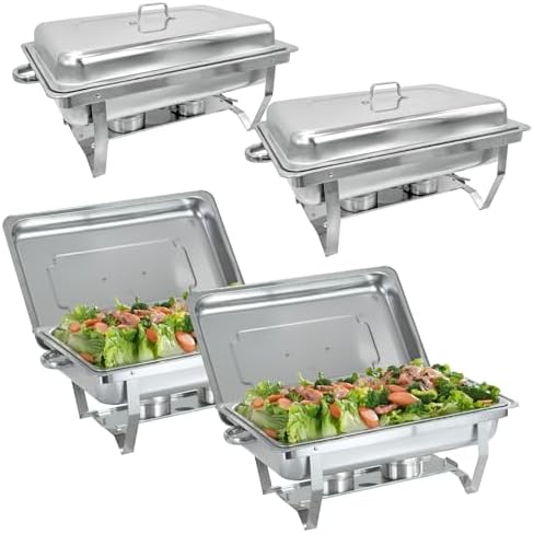 Amazon.com: STEELUS 2 Pack 9QT Chafing Dish with Half Size Food Pans ...