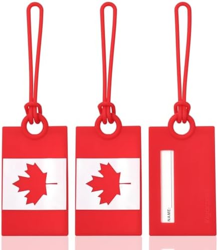 Vigorport 3 Pack Canadian Flag Luggage Tags, Silicone Luggage Tags for ...