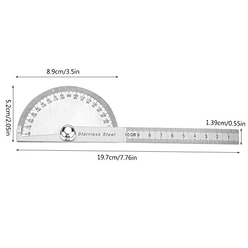 Protractor Ruler – Stainless Steel 0-180 Degree Protractor Arm ...