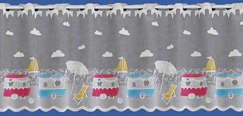 Caravan Beach 18inch (45cm) Drop White Lace Window Cafe Net Curtain ...
