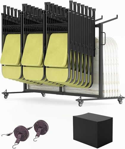Amazon.com: Heavy Duty Folding Chair Rack with Wheels – Folding Chair ...
