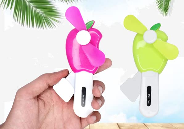 Prime Set Of 2 Pcs Kids Hand Pressure Mini Fan Fruit Shape Cute ...