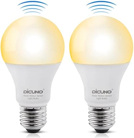 DiCUNO Motion Sensor Bulbs E27, 12W (100W Halogen), Warm White 3000K ...