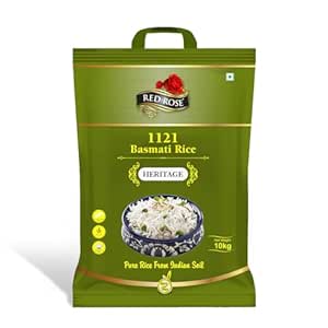 Red Rose Heritage Basmati Rice, Perfect for Biryani, Aged Grains, 10 Kg ...