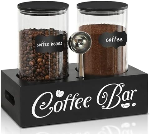 Amazon.com: Yangbaga Glass Sugar Coffee Canister for Ground Coffee,2× ...