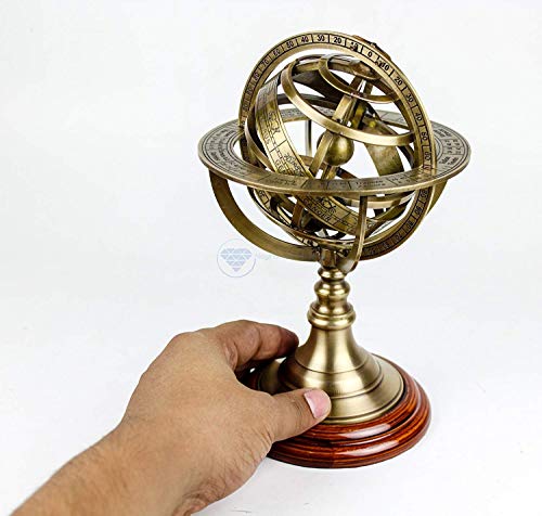 Malla Inc. 6″ Brass Armillary Sphere Globe Clock Spherical Astrolabe ...