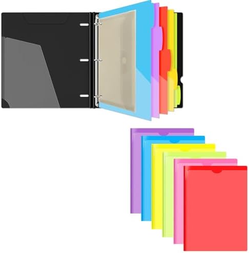 Amazon.com : 6 Pack Heavy Duty Plastic Pocket Folder with Prongs and ...
