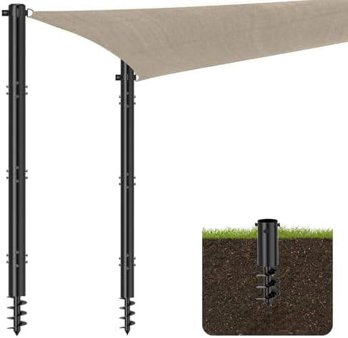 Amazon.com : TOCRETOARE 2 Pack Heavy Duty Sun Shade Sail Poles with ...