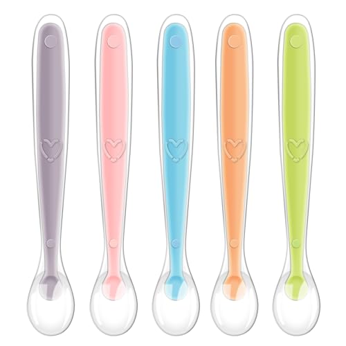 Vicloon Silicone Spoon, 5 Pcs Baby Spoons for Baby Feeding and Infant ...