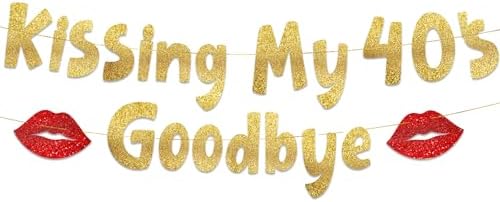 Amazon.com: Kissing My 40s Goodbye Gold Glitter Banner- Happy 50th ...