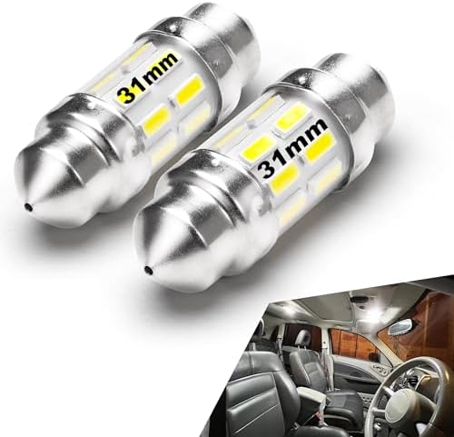 Amazon.com: 2PCS White Super Bright 31mm DE3175 LED Festoon Bulbs 1.2in ...