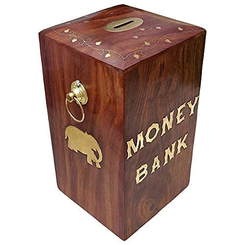 DECORIZE Money Bank - Big Size Master Size Large Piggy Bank Wooden 8 x ...