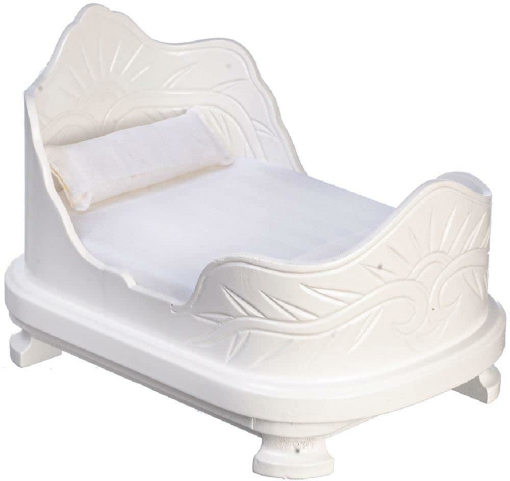 Amazon.com: Melody Jane Dolls Houses Dollhouse White Single Belter Bed ...