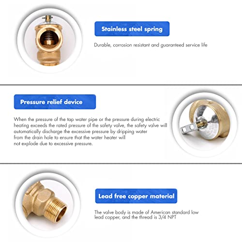 VAV Pressure Relief Valve, 3/4" Thread, 150 PSI, 210F Max, Relief Valve ...