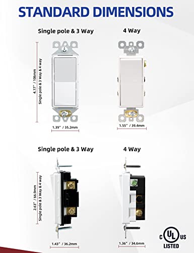 Snapklik.com : AIDA Rocker Decorator Paddle Light Switch Combo, Single Pole