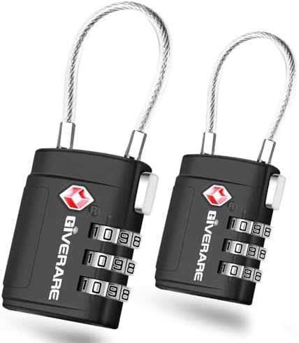 2 Pack TSA Approved Luggage Locks, Cable Travel Lock Alloy, Set Your ...