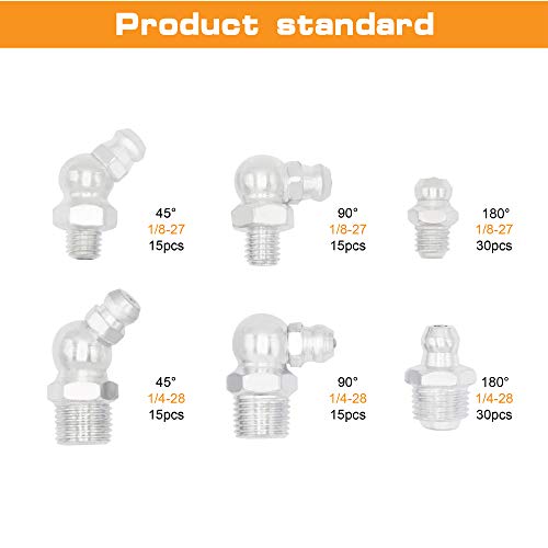 Snapklik.com : Grease Fittings, 120 Pieces SAE Grease Fitting ...