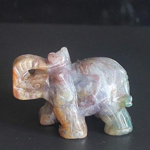 Amazon.com: HLbshi Hand Carved Mixed Gemstone Crystal Sitting Elephant ...