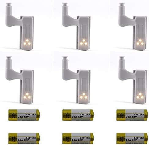 PCTC 6 Pcs Hinge LED Sensor Light Universal Cabinet Cupboard Hinge LED ...
