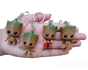 Baby Groot Wooden Style (SET OF 4) Key Chain : Amazon.in: Bags, Wallets ...