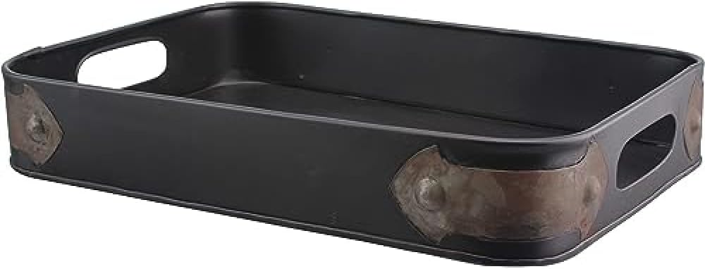 Amazon.com: Stonebriar Rectangle Slate Metal Serving Tray with Rust ...