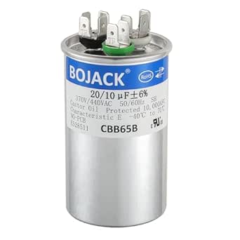 Amazon.com: BOJACK 20/10 uF 20+10 MFD 370/440 VAC CBB65B Dual Run Start Round Capacitor for ...