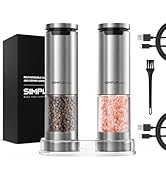 Amazon.com: SIMPLETASTE Electric Salt and Pepper Grinder Set, One ...