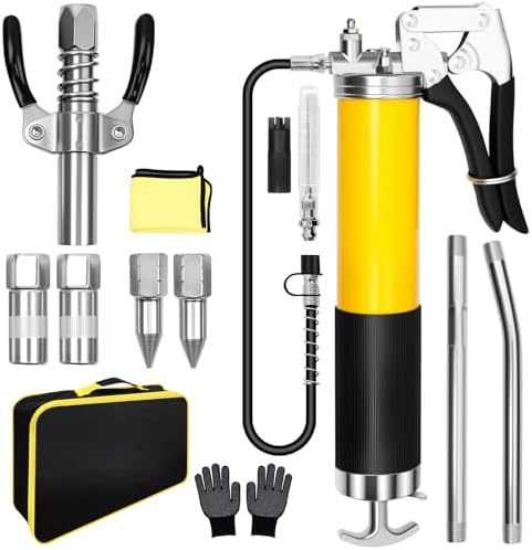14Pcs Grease Gun Kit 7000 PSI – 14 oz Manual Grease Gun with 18" Flex ...