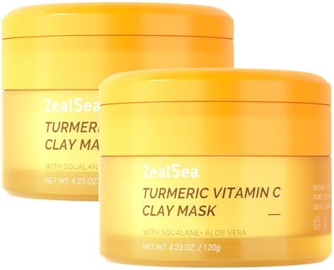 Amazon.com : ZealSea Turmeric Clay Mask for Face with Vitamin C for ...