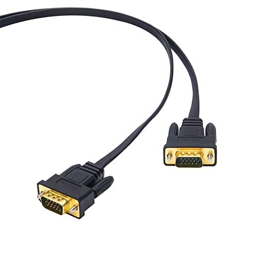 DTECH 5M Ultra Thin Flat Type Computer Monitor VGA Cable Standard 15 ...
